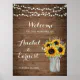 Rustic Wood Sunflowers Lights Wedding Welcome Sign | Zazzle