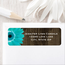 Rustic Wood Teal Gerber Daisy Address Labels | Zazzle