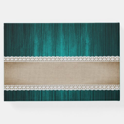 Rustic Wood Teal Sunflower Wedding Guest Book | Zazzle
