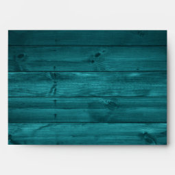 Rustic Wood Teal Wedding Envelope | Zazzle