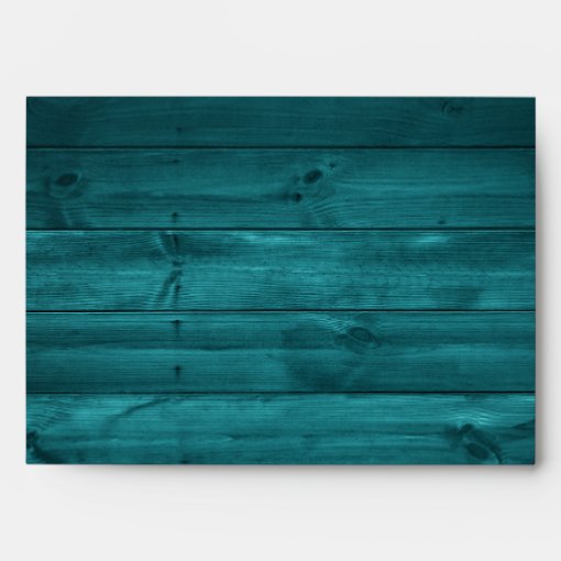 Rustic Wood Teal Wedding Envelope | Zazzle