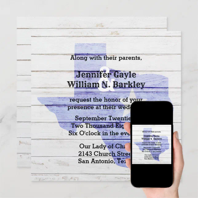 Rustic Wood Texas State Wedding Invitation | Zazzle