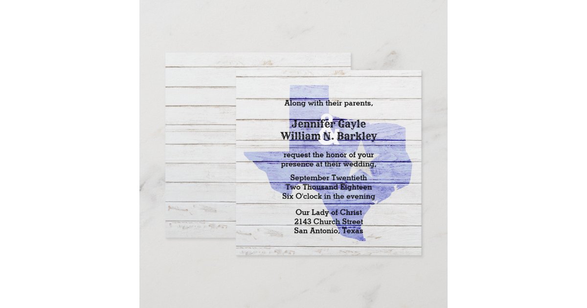 Rustic Wood Texas State Wedding Invitation | Zazzle