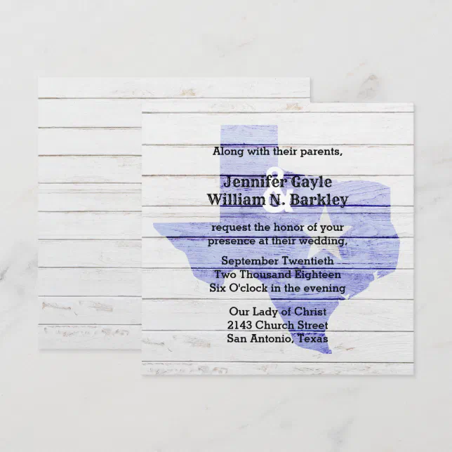Rustic Wood Texas State Wedding Invitation | Zazzle