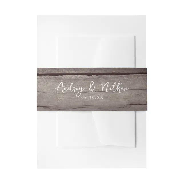 Rustic Wood Texture Invitation Belly Band | Zazzle