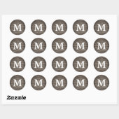 Rustic Wood Texture Monogram Classic Round Sticker | Zazzle