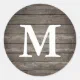 Rustic Wood Texture Monogram Classic Round Sticker | Zazzle