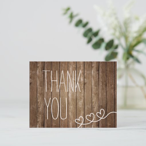Rustic Wood Thank You Post Card | Zazzle
