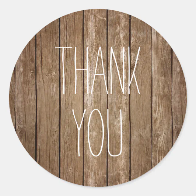 Rustic Wood Thank You Sticker | Zazzle