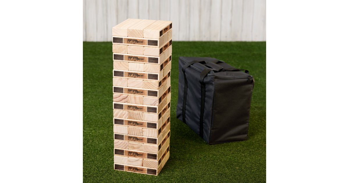 Rustic Wood Tone Business Logo Topple Tower | Zazzle