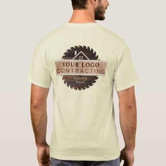 Rustic Wood Tone Contractor Logo T-Shirt | Zazzle