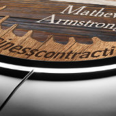 Rustic Wood Tone Custom Contractor logo LED Sign | Zazzle