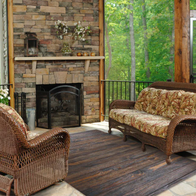 Rustic Wood Tone Dark Brown Large Area Outdoor Rug | Zazzle