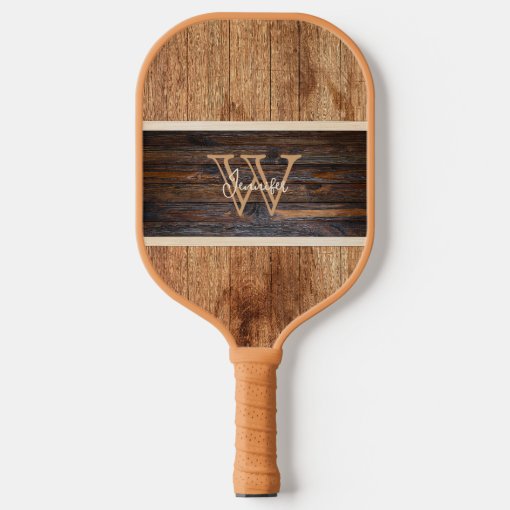 Rustic Wood Tone Horizontal Stripe Pickleball Paddle | Zazzle