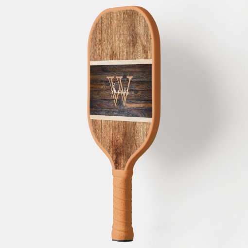 Rustic Wood Tone Horizontal Stripe Pickleball Paddle | Zazzle