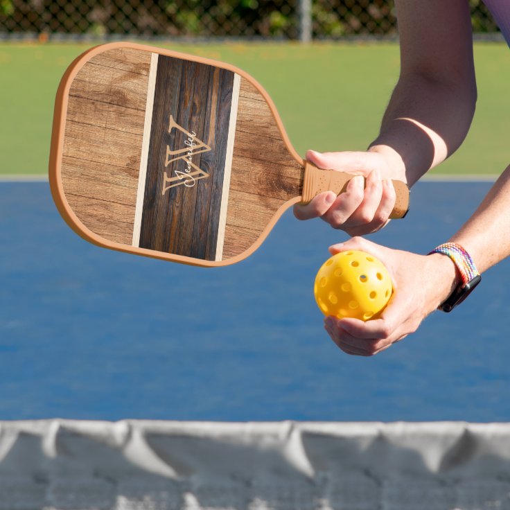 Rustic Wood Tone Horizontal Stripe Pickleball Paddle | Zazzle