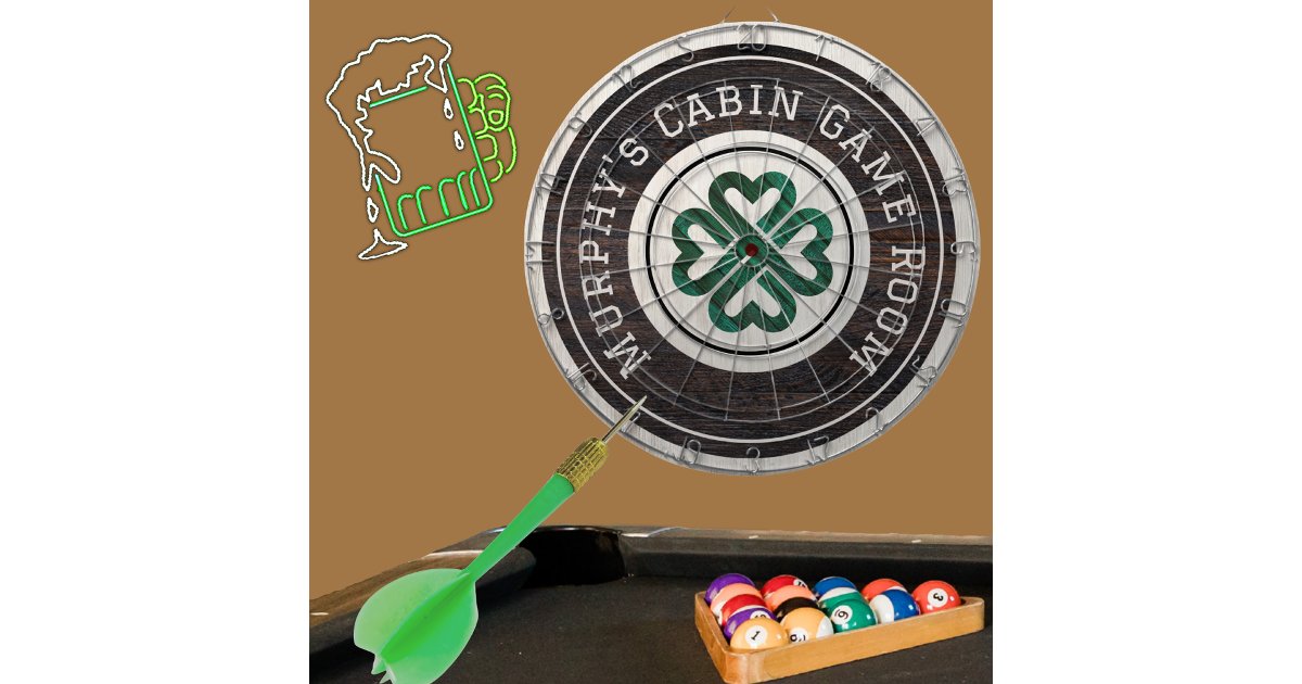 Rustic Wood Tone Irish Celtic 4 Leaf Clover Dart Board | Zazzle