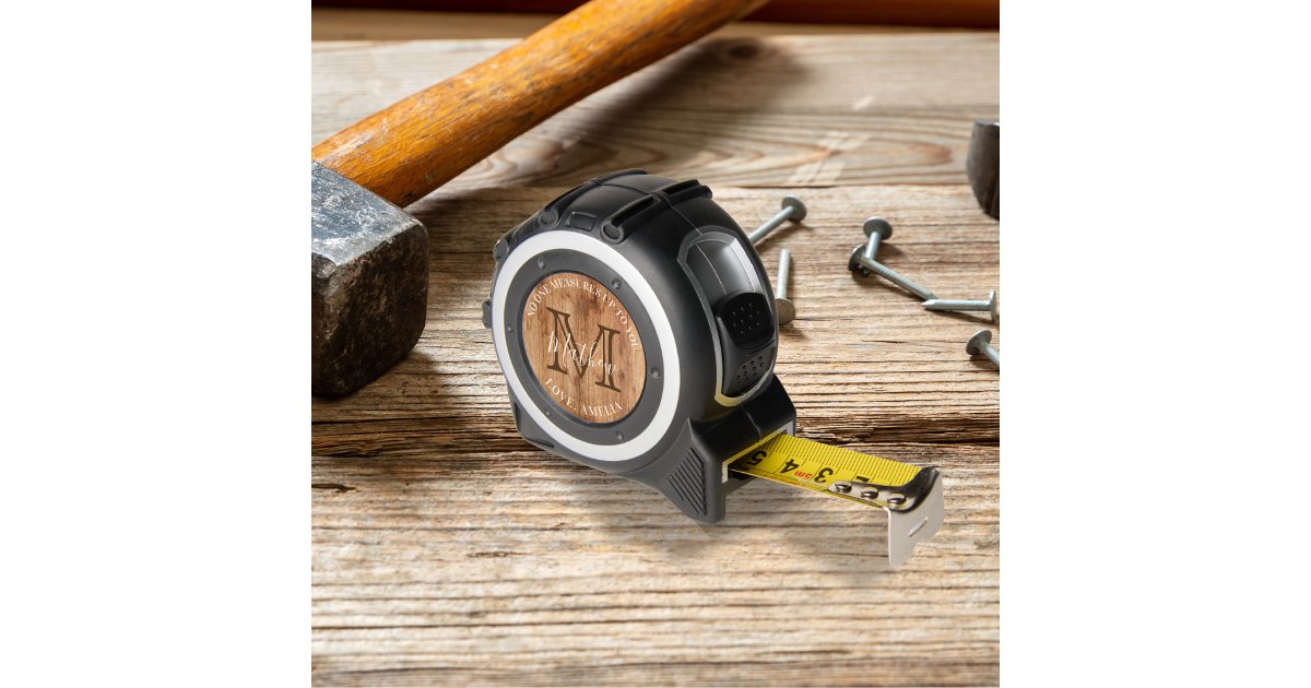 Rustic Wood Tone Monogram Tan Tape Measure | Zazzle