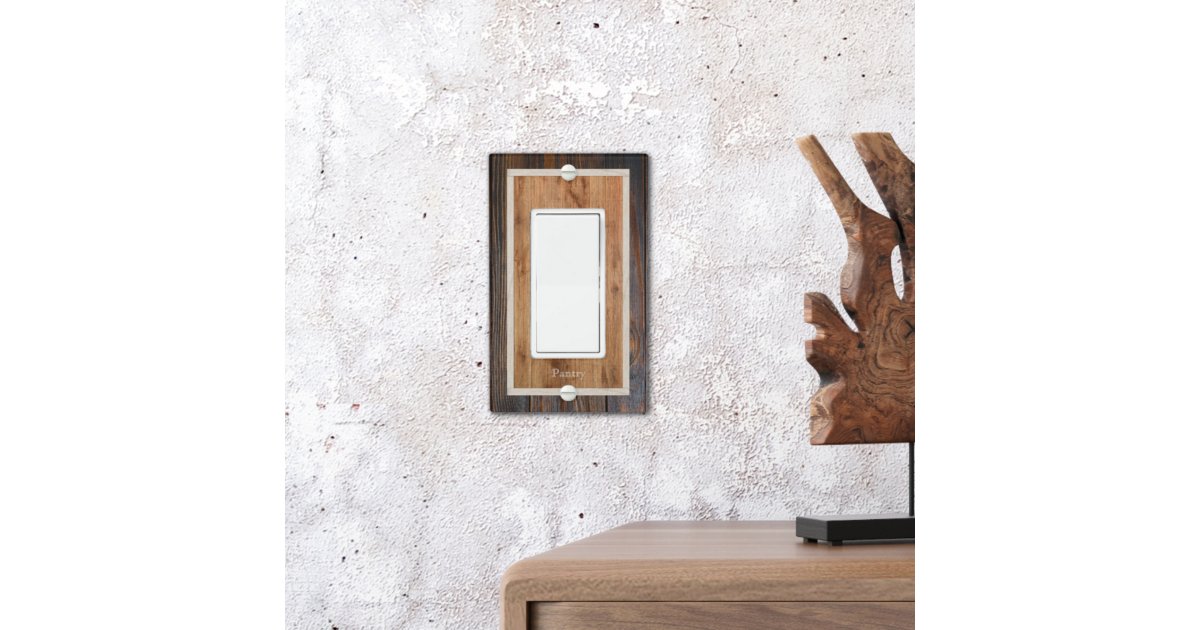 Rustic Wood Tone Square Custom Single Rocker Light Switch Cover | Zazzle