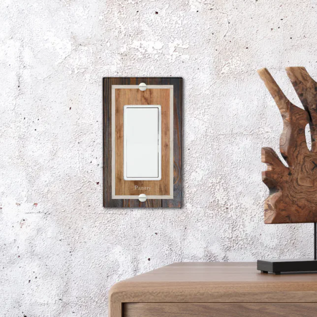 Rustic Wood Tone Square Custom Single Rocker Light Switch Cover | Zazzle