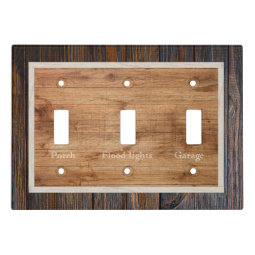Rustic Wood Tone Square Custom Triple Light Switch Cover | Zazzle