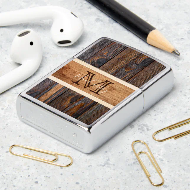 Rustic Wood Tone Stripe Brown Zippo Lighter | Zazzle