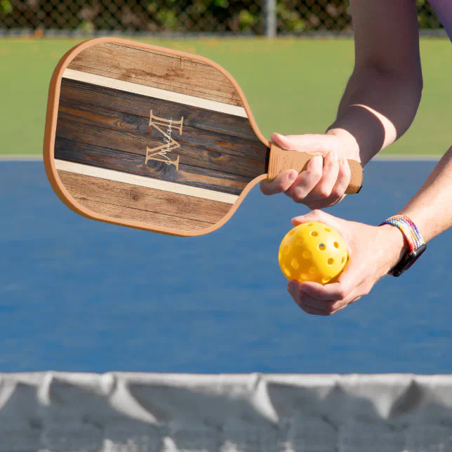 Rustic Wood Tone Stripe Vertical Pickleball Paddle | Zazzle
