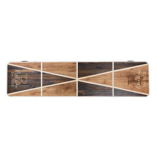 Rustic Wood Tone Triangle Reversed Beer Pong Table | Zazzle