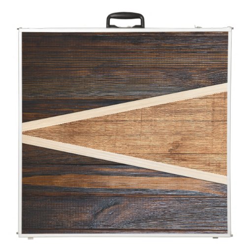 Rustic Wood Tone Triangles Beer Pong Table | Zazzle