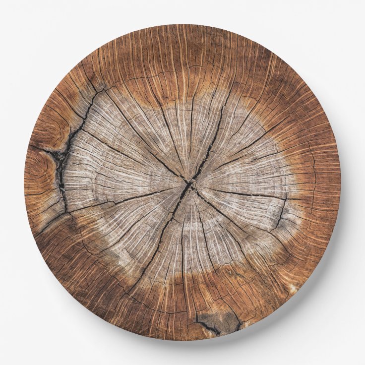 Rustic Wood Trunk Disposable Paper Plates | Zazzle