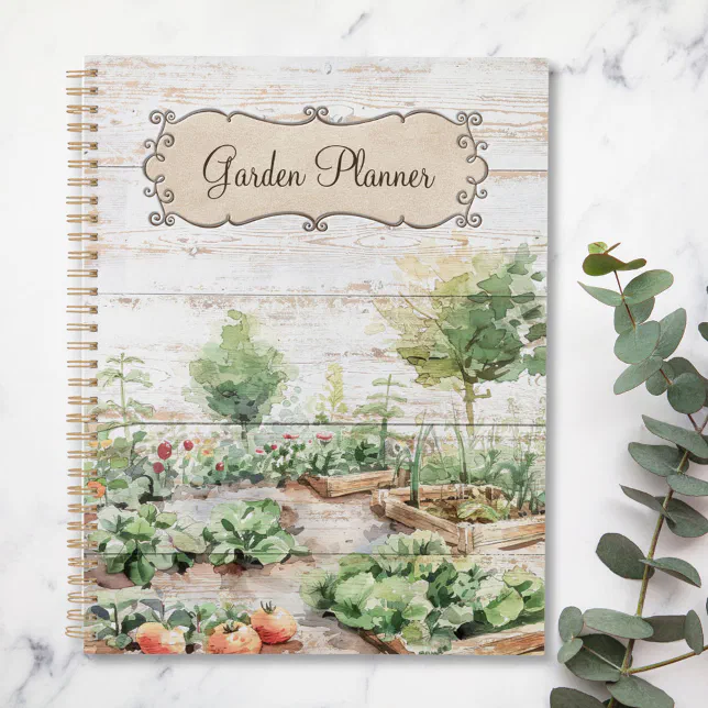 Rustic Wood Vegetable Garden Planner and Journal | Zazzle