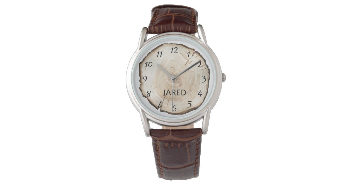 Rustic Wood Watch Face Dad Gift Watch Personalized | Zazzle