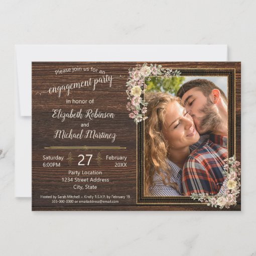 Rustic Wood Watercolor Flowers Template Engagement | Zazzle