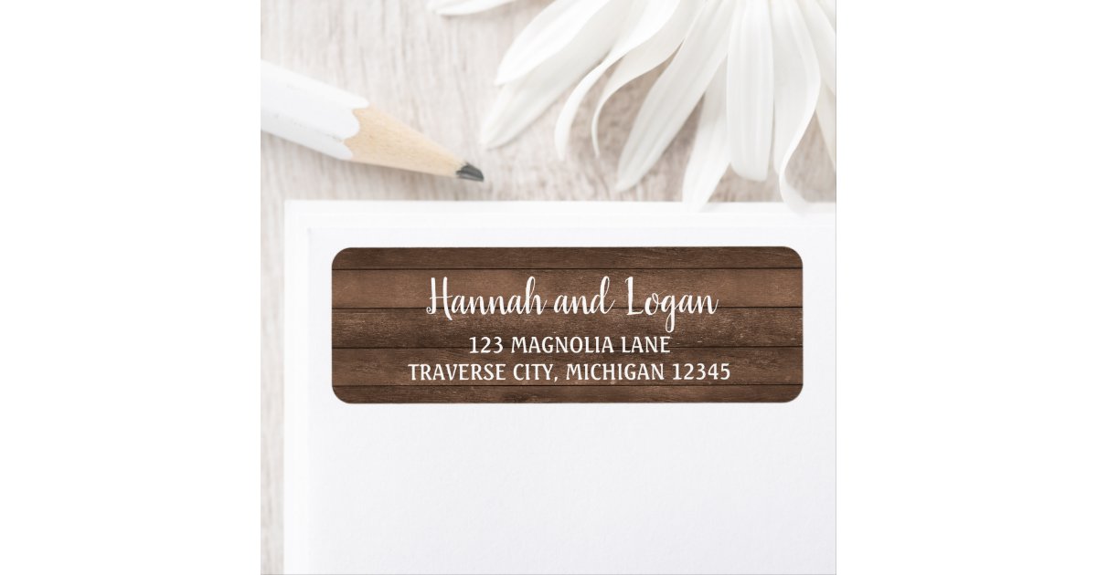 Rustic Wood Wedding Address Label | Zazzle