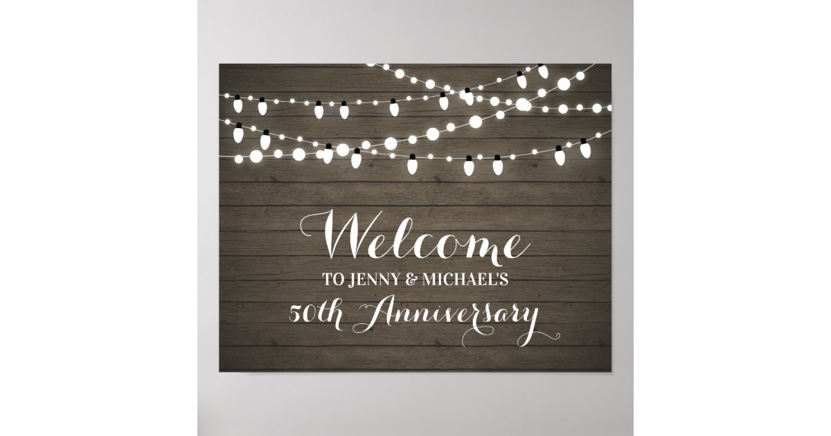 Rustic Wood Wedding Anniversary Welcome Sign | Zazzle
