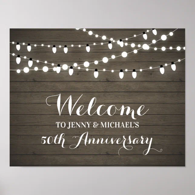 Rustic Wood Wedding Anniversary Welcome Sign | Zazzle