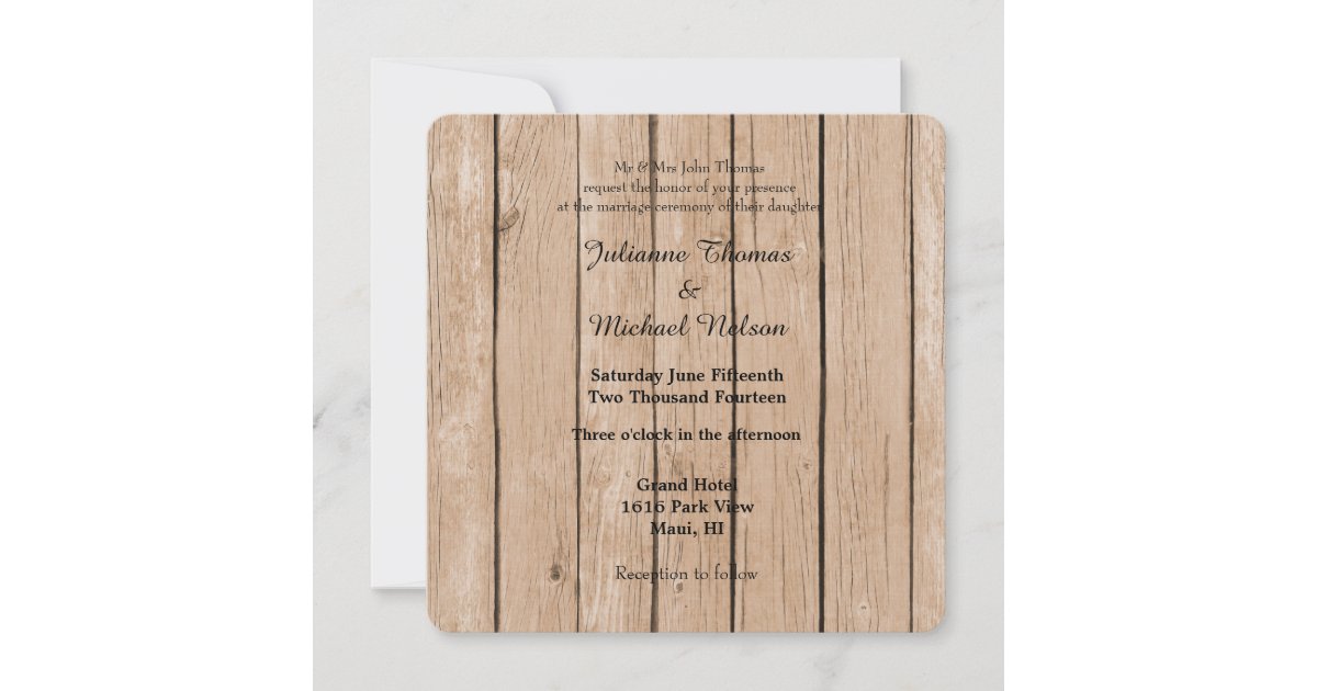 Rustic Wood Wedding Invitation | Zazzle