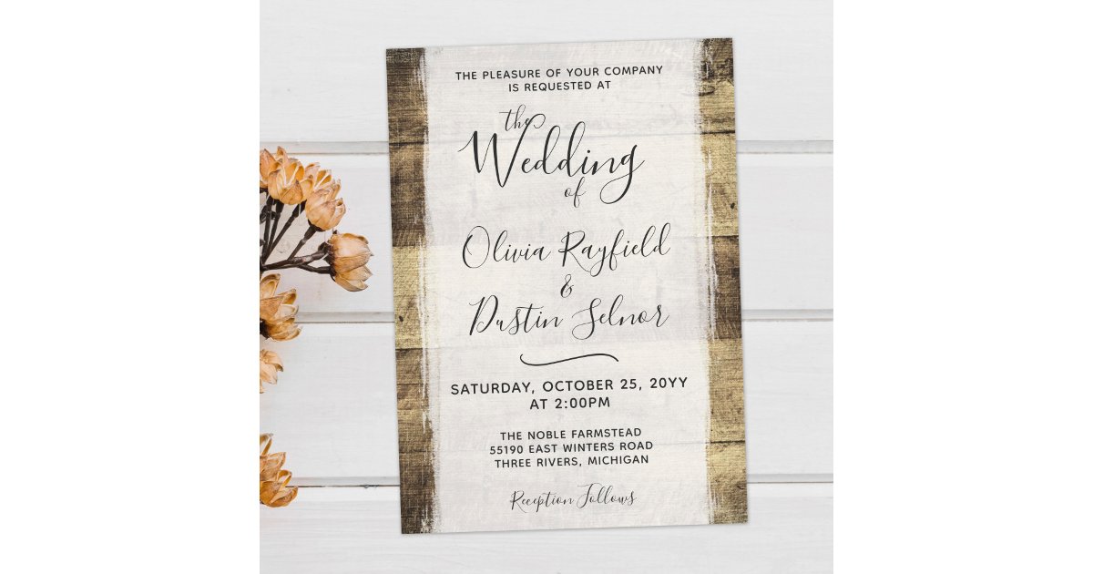 Rustic Wood Wedding Invitation | Country Farm Barn | Zazzle