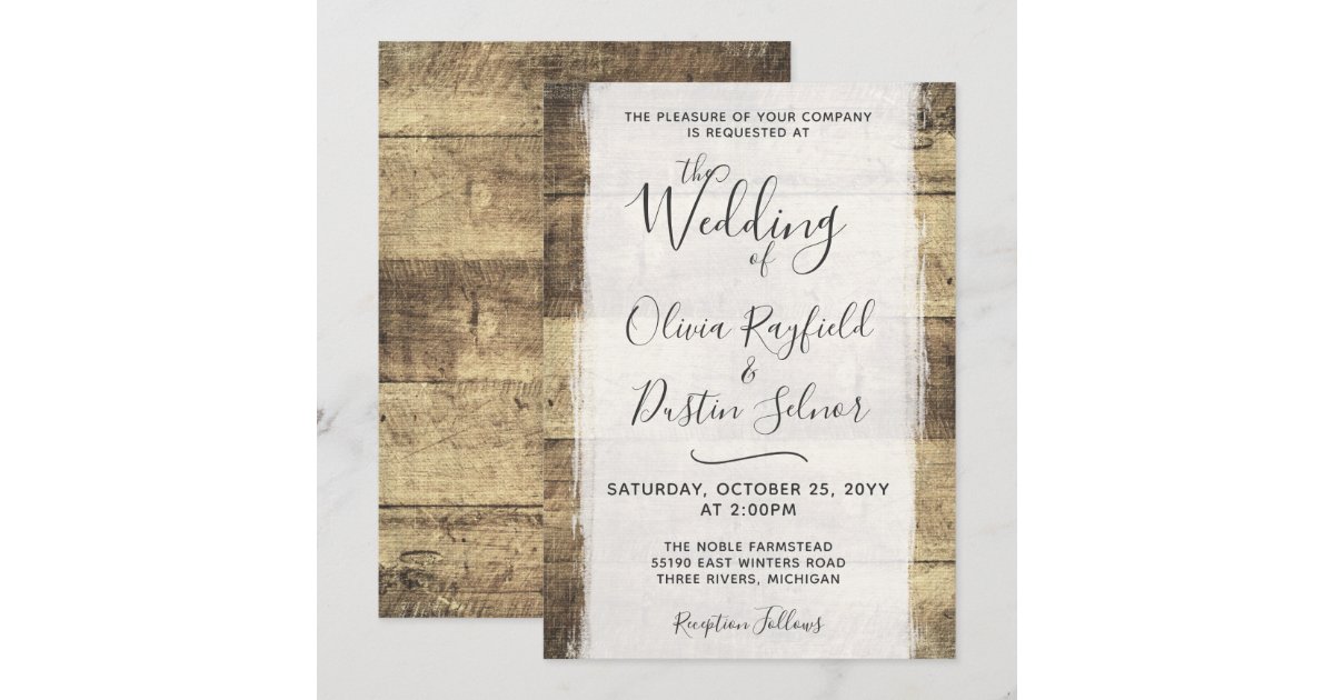 Rustic Wood Wedding Invitation | Country Farm Barn | Zazzle
