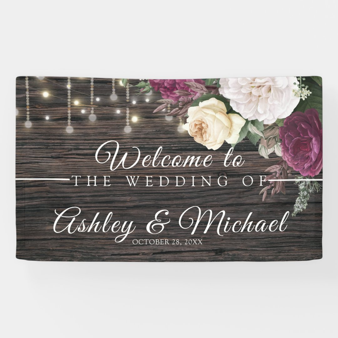 Rustic wood Wedding Party Banner | Zazzle