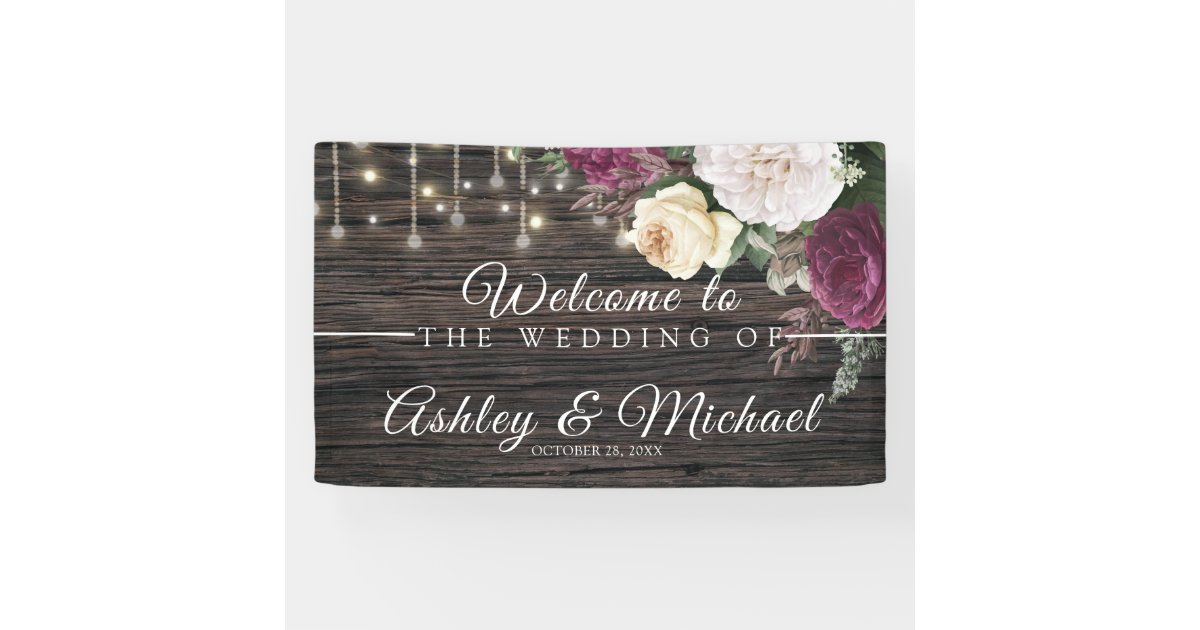 Rustic wood Wedding Party Banner | Zazzle