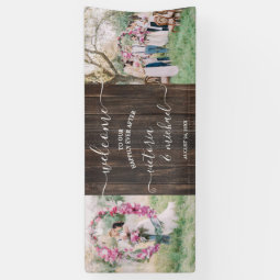 Rustic Wood wedding photo picture Welcome Banner | Zazzle