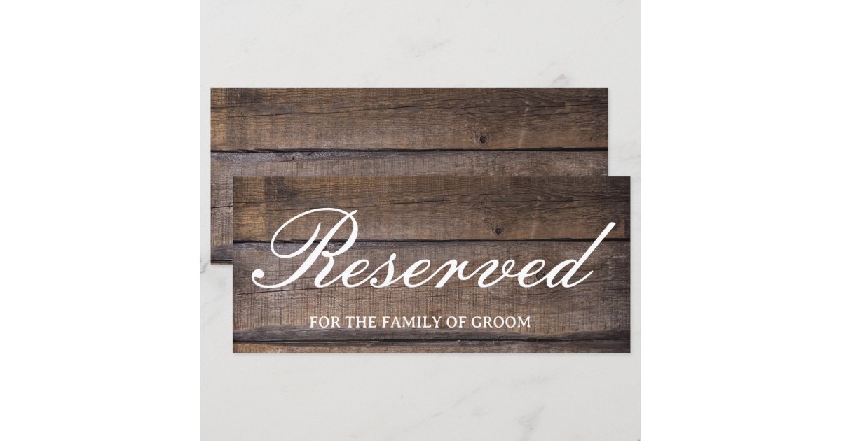 Rustic Wood Wedding Reserved Sign Card | Zazzle