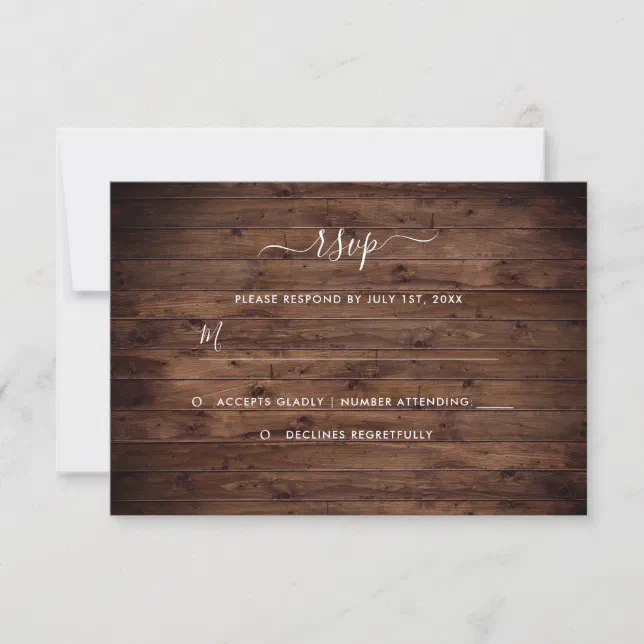Rustic Wood Wedding RSVP Card | Zazzle