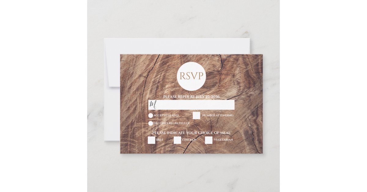 Rustic Wood Wedding RSVP Cards | Zazzle