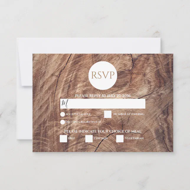 Rustic Wood Wedding RSVP Cards | Zazzle