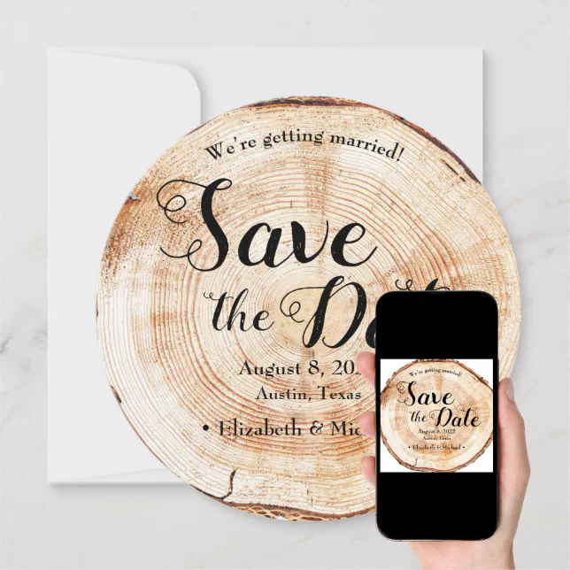 Rustic Wood Wedding Save the date Custom Photo Invitation | Zazzle