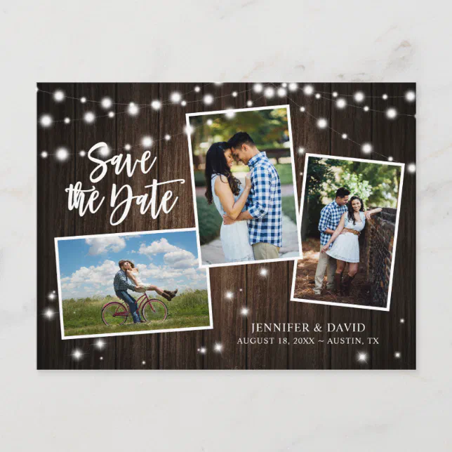Rustic Wood Wedding Save The Date Photo Postcards | Zazzle