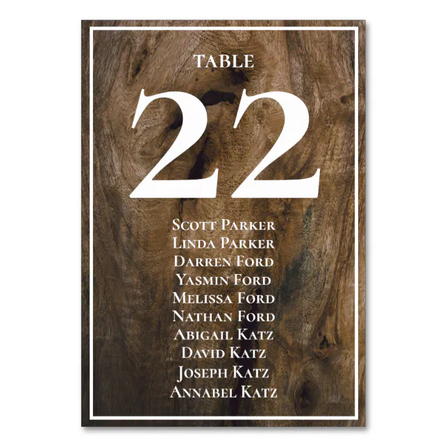 Rustic Wood Wedding Seating Assignment Card | Zazzle