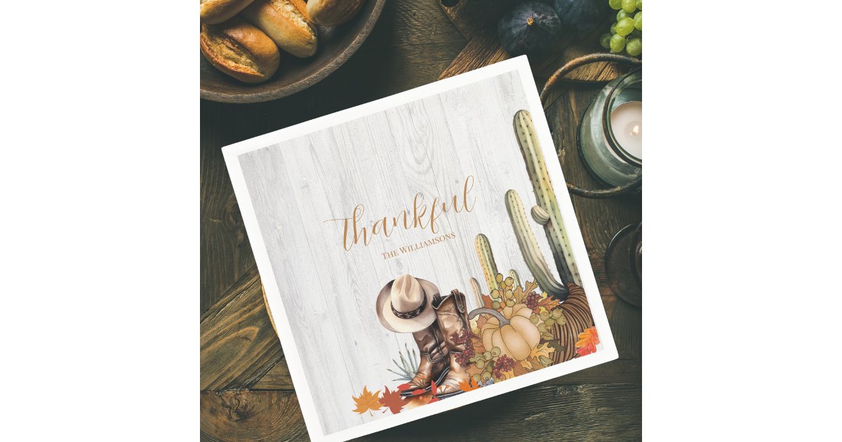 Rustic Wood Western Themed Thanksgiving Dinner Napkins | Zazzle